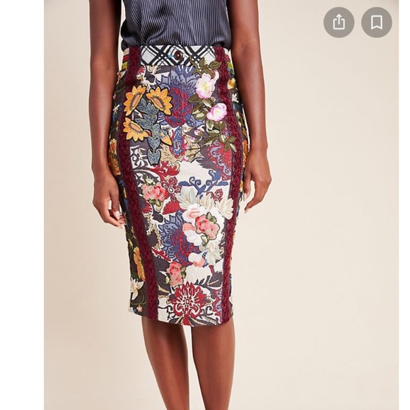 Byron Lars | Skirts | New Anthropologie Byron Lars Floral Pencil Skirt ...